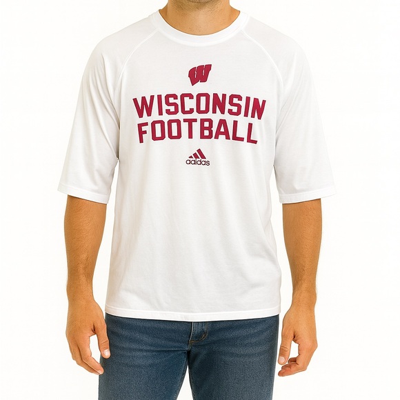 adidas | Shirts | Adidas Wisconsin Football Size Xl White Tshirt | Poshmark